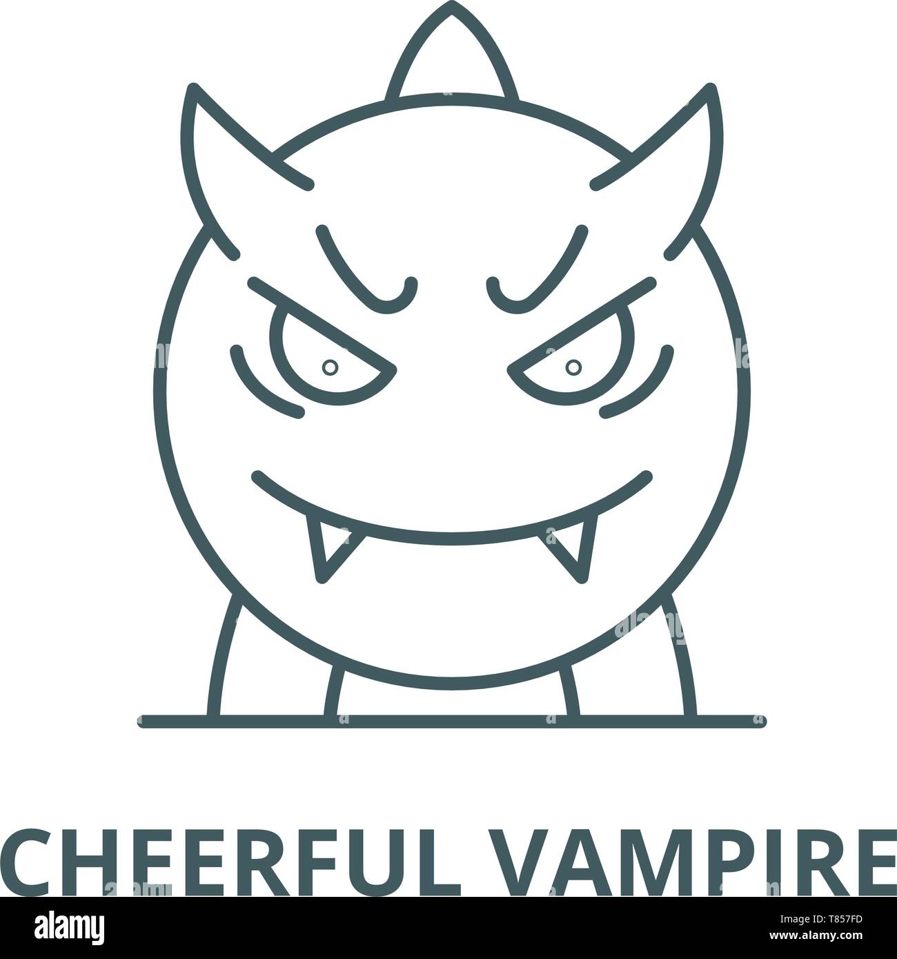 Cheerful vampire vector line icon, linear concept, outline sign, symbol ...