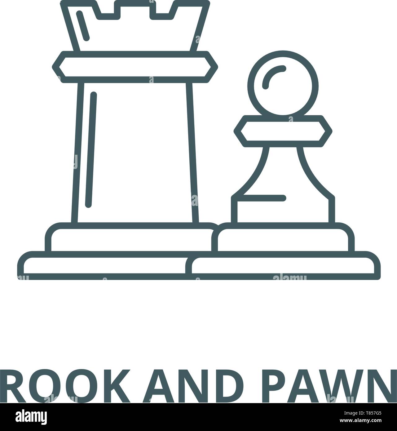 Chess pieces rook and pawn vector line icon, linear concept, outline ...