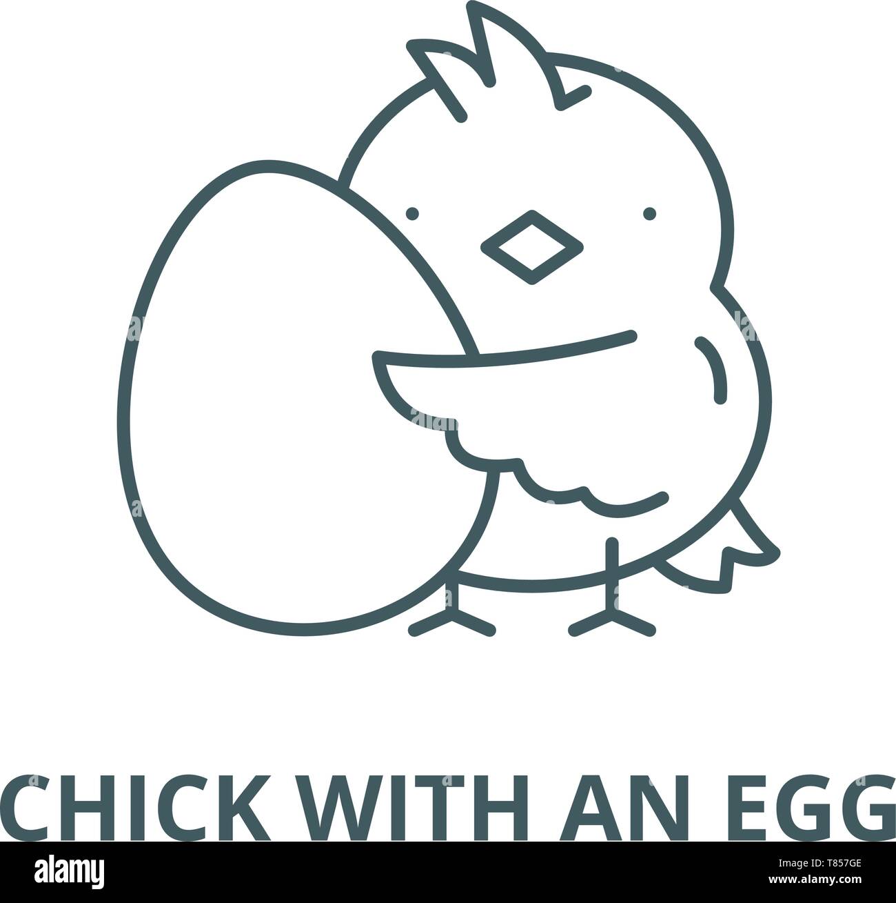 Chick with an egg vector line icon, linear concept, outline sign ...