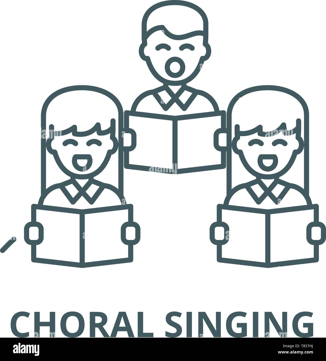Choral singing vector line icon, linear concept, outline sign, symbol ...