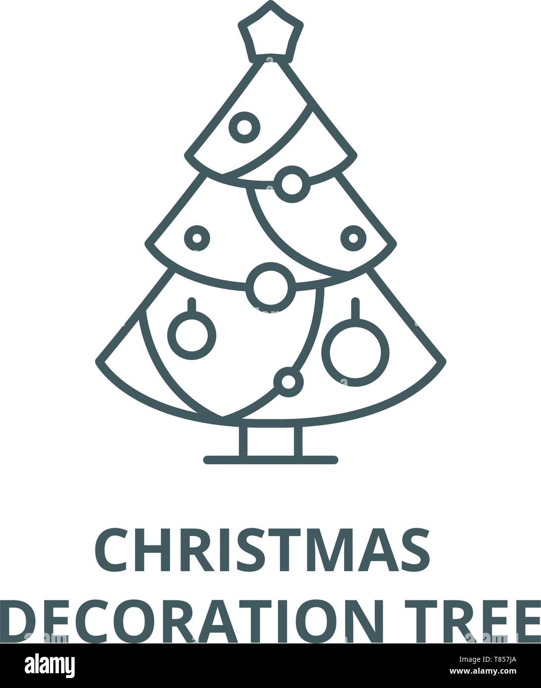 Christmas decoration tree vector line icon, linear concept, outline ...
