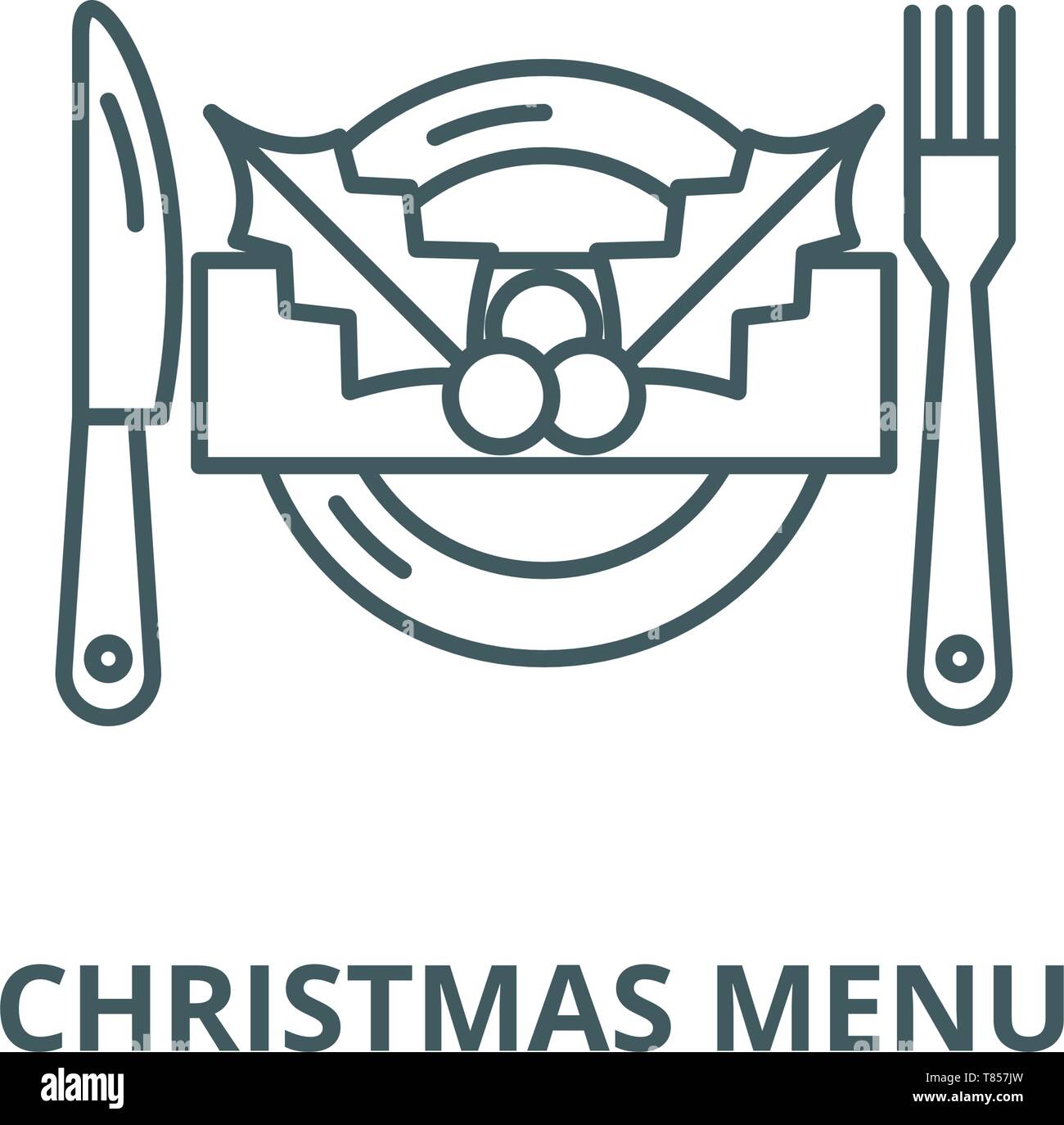 Christmas menu vector line icon, linear concept, outline sign, symbol ...