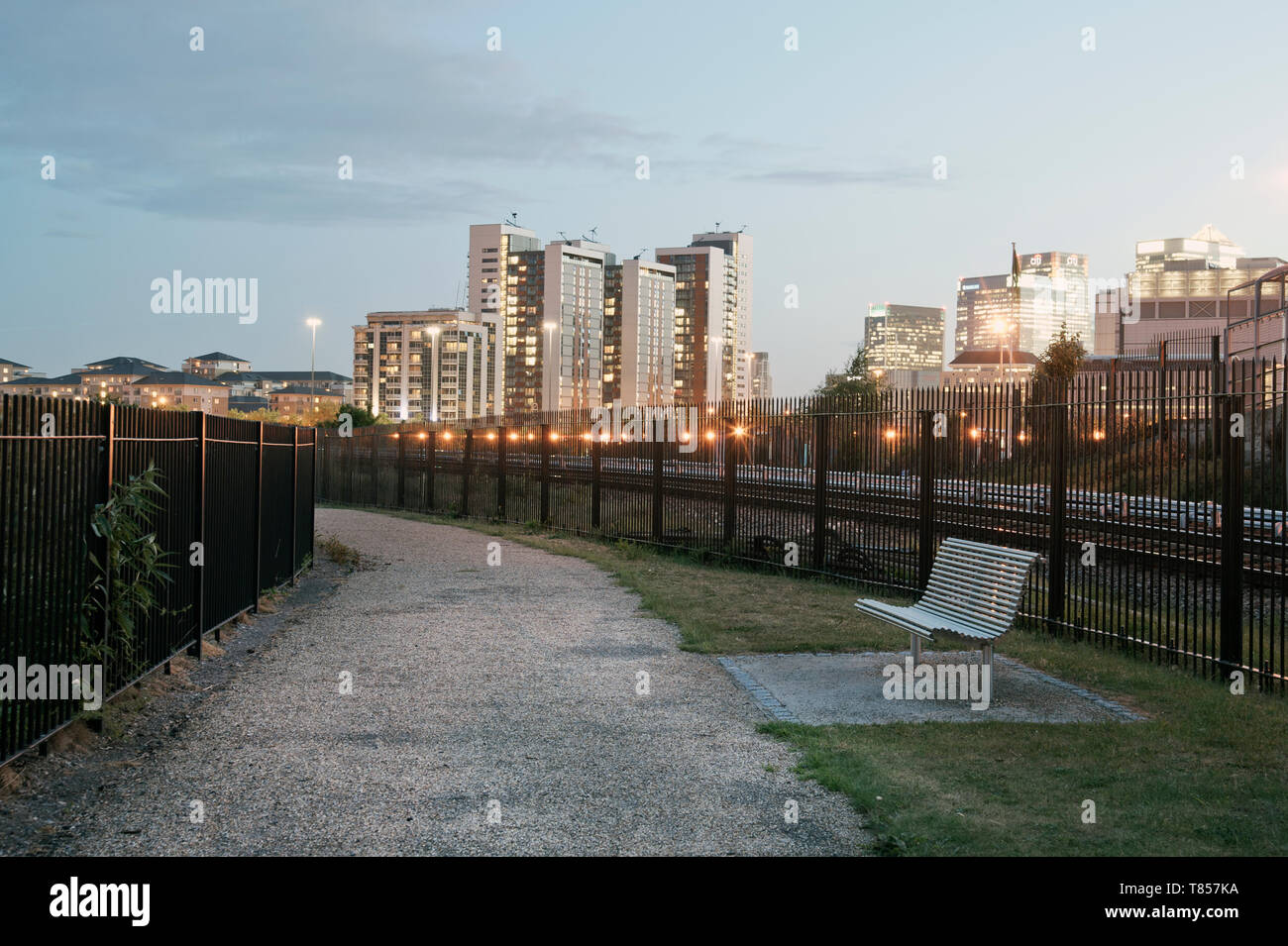 Urban Walking Path and Bench Stock Photo - Alamy