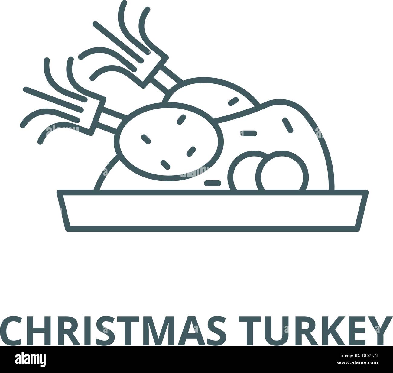 Christmas turkey vector line icon, linear concept, outline sign, symbol ...