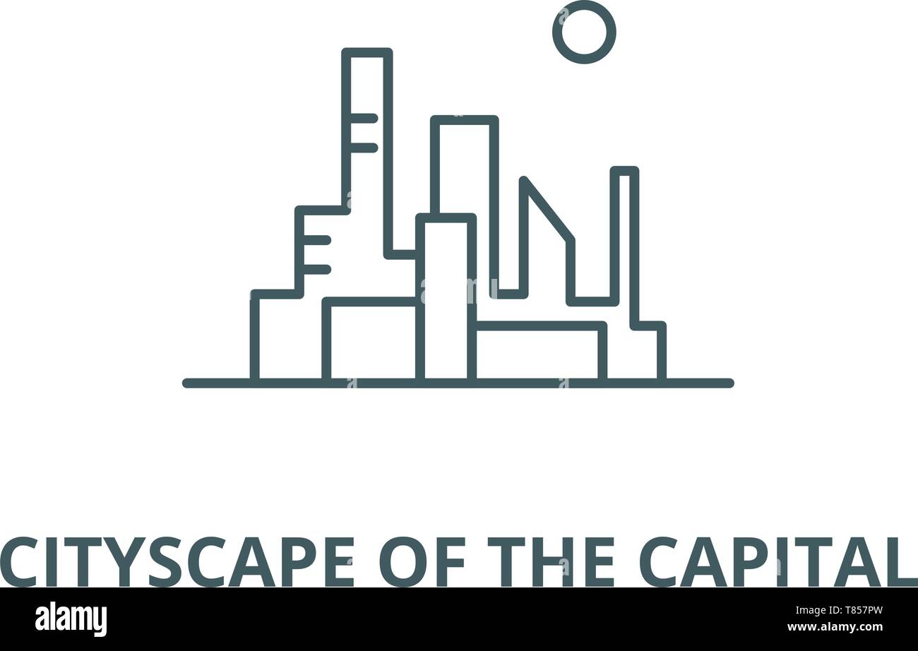 Cityscape of the capital vector line icon, linear concept, outline sign ...