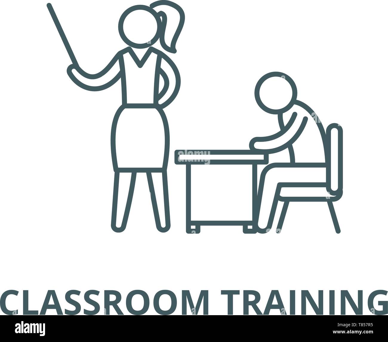 Classroom training vector line icon, linear concept, outline sign ...