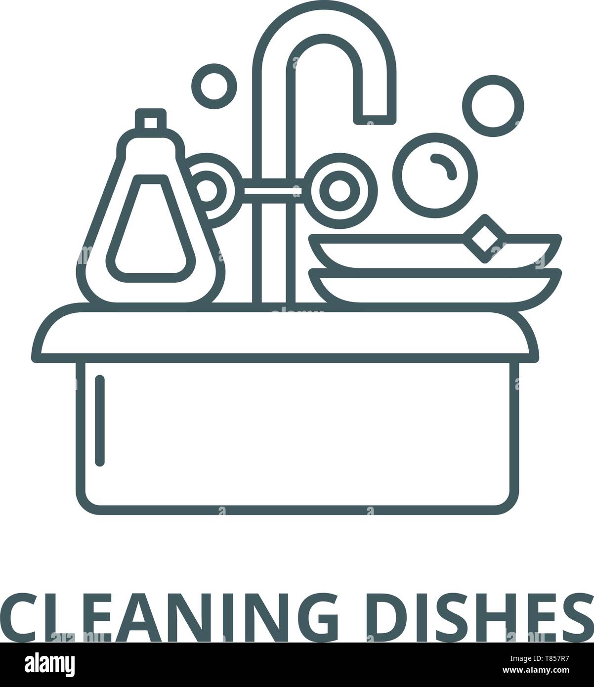 Cleaning dishes vector line icon, linear concept, outline sign, symbol ...
