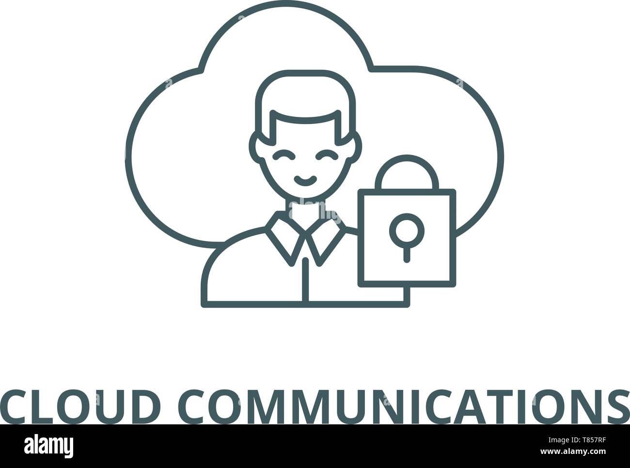 Cloud communications vector line icon, linear concept, outline sign ...