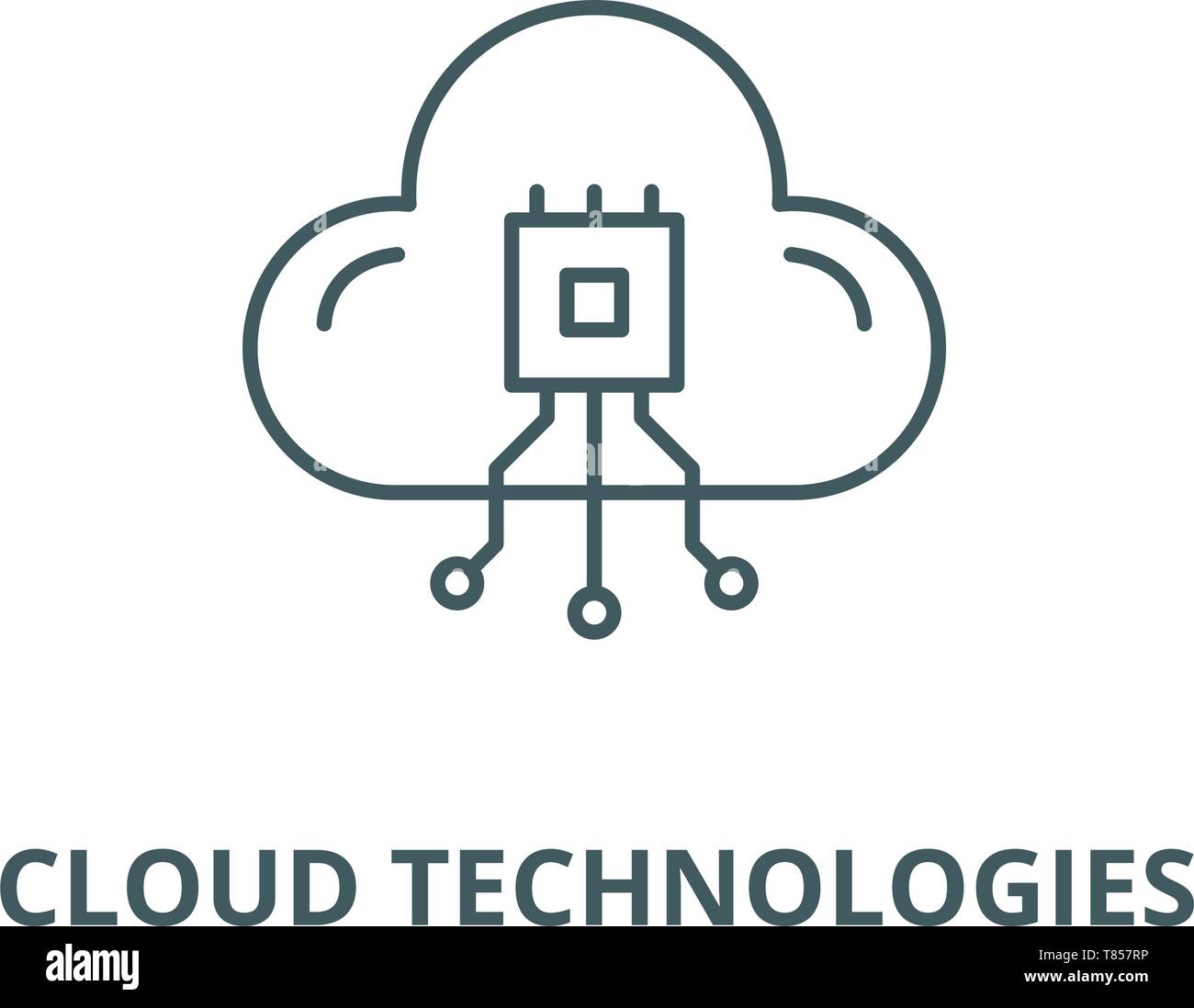 Cloud technologies system vector line icon, linear concept, outline ...