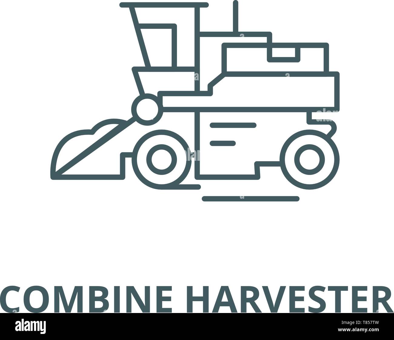 Combine harvester vector line icon, linear concept, outline sign ...