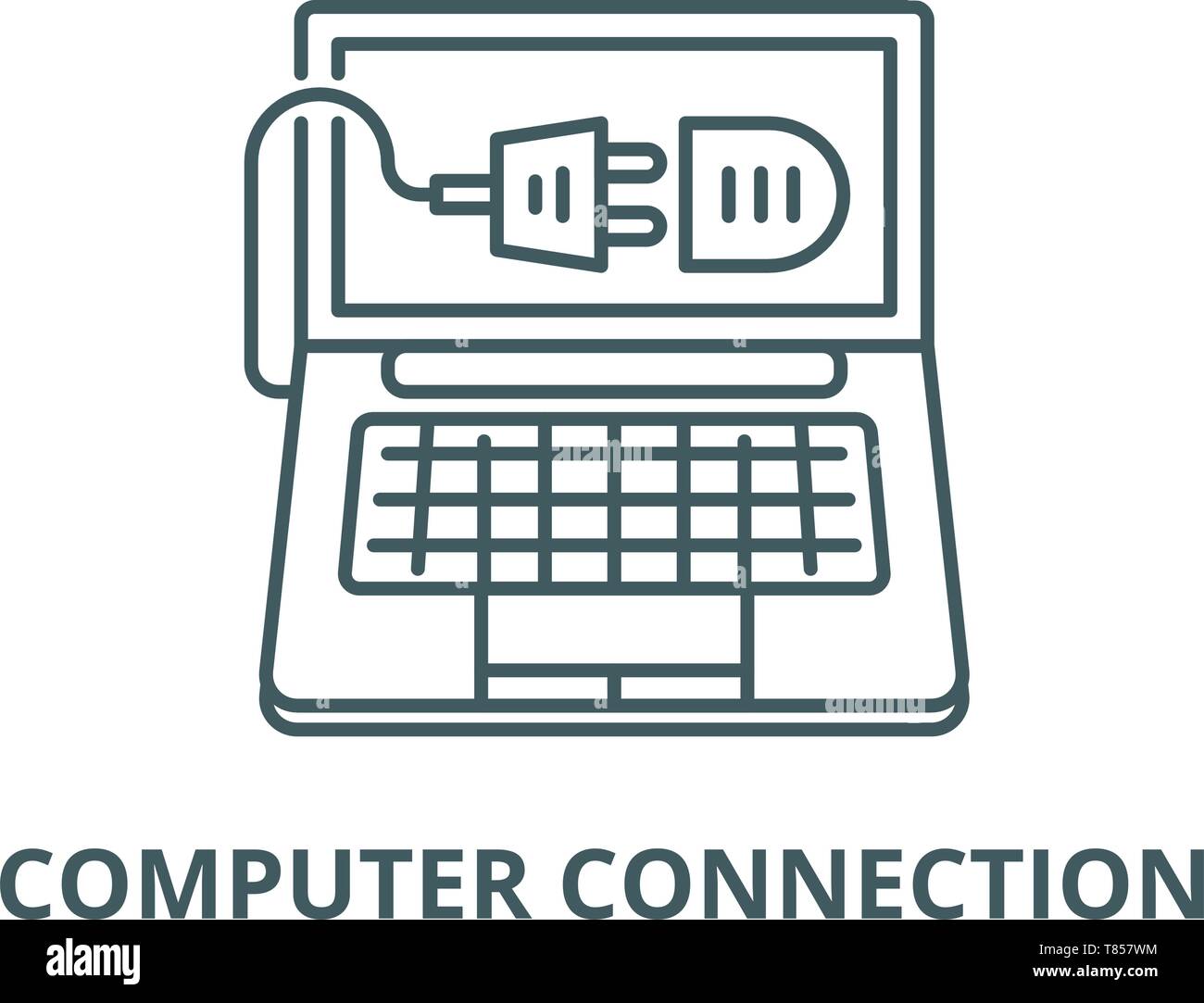 Computer connection vector line icon, linear concept, outline sign ...