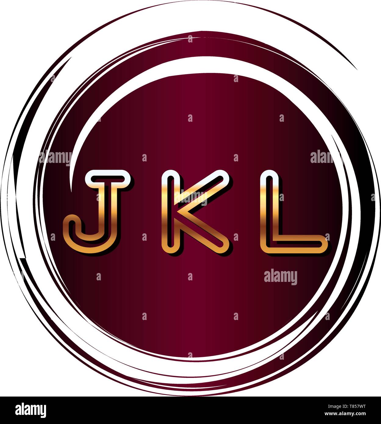 JKL alphabet font letters red round emblem red round emblem Stock ...