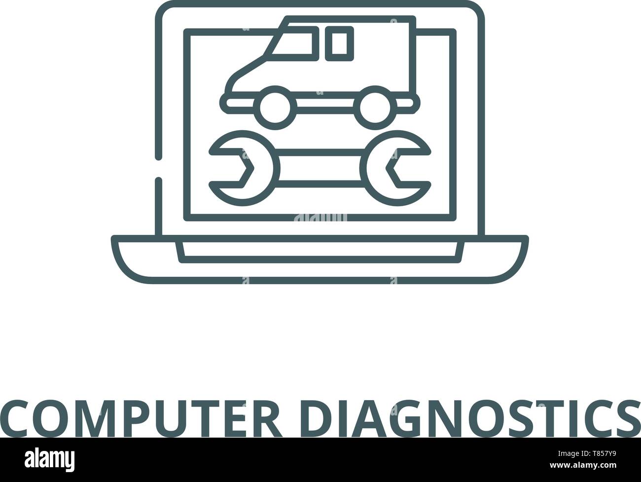 Computer diagnostics vector line icon, linear concept, outline sign ...