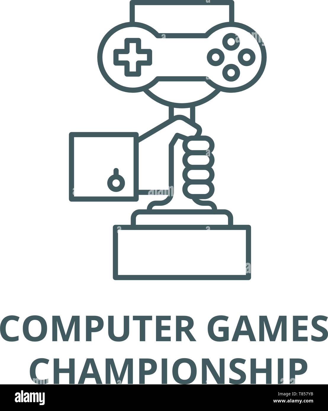 Computer games championship vector line icon, linear concept, outline ...