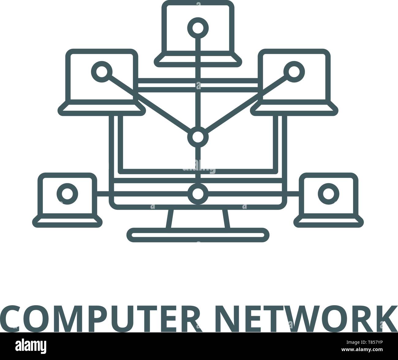 Computer network vector line icon, linear concept, outline sign, symbol ...