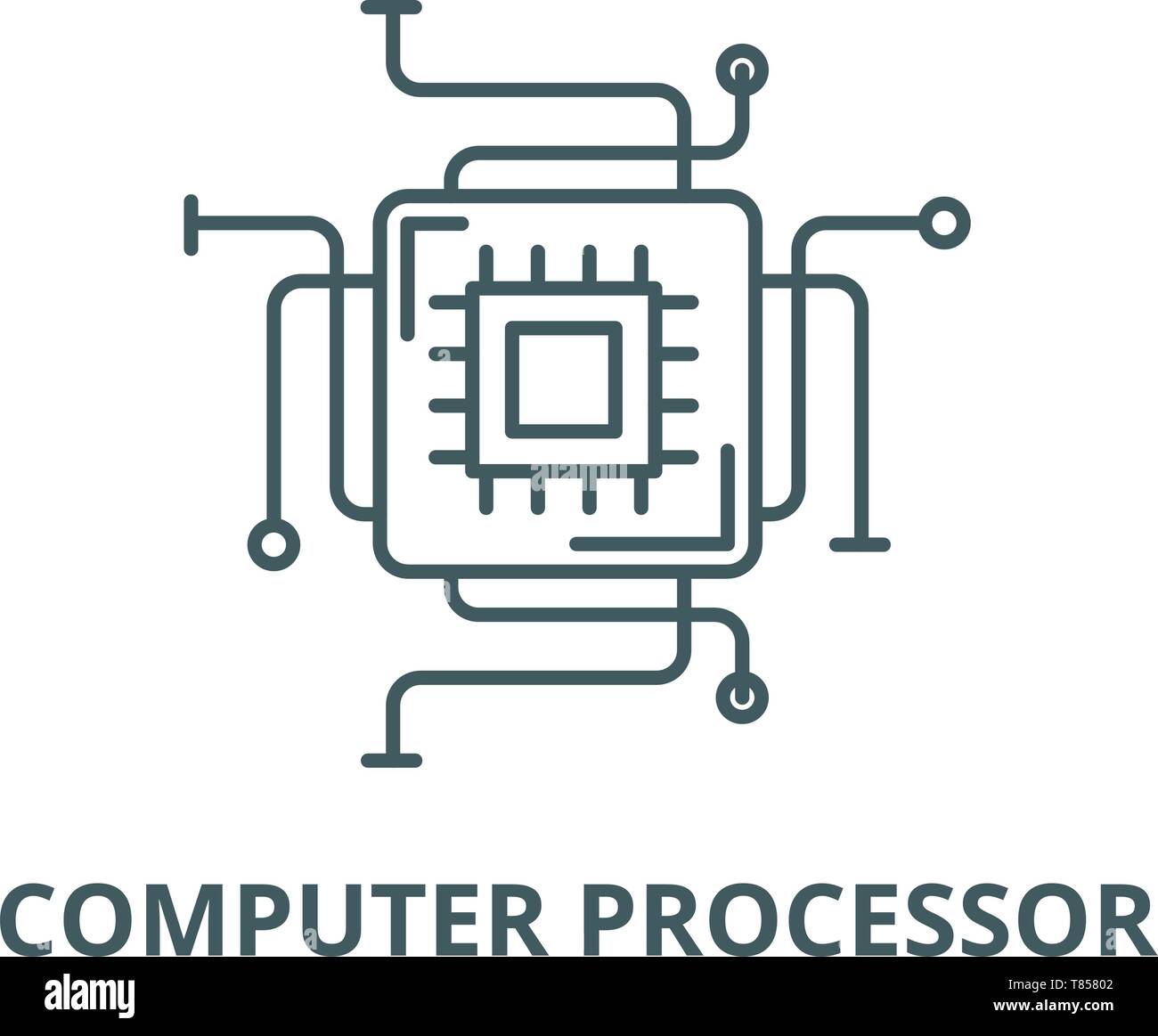Computer processor vector line icon, linear concept, outline sign, symbol Stock Vector Image ...