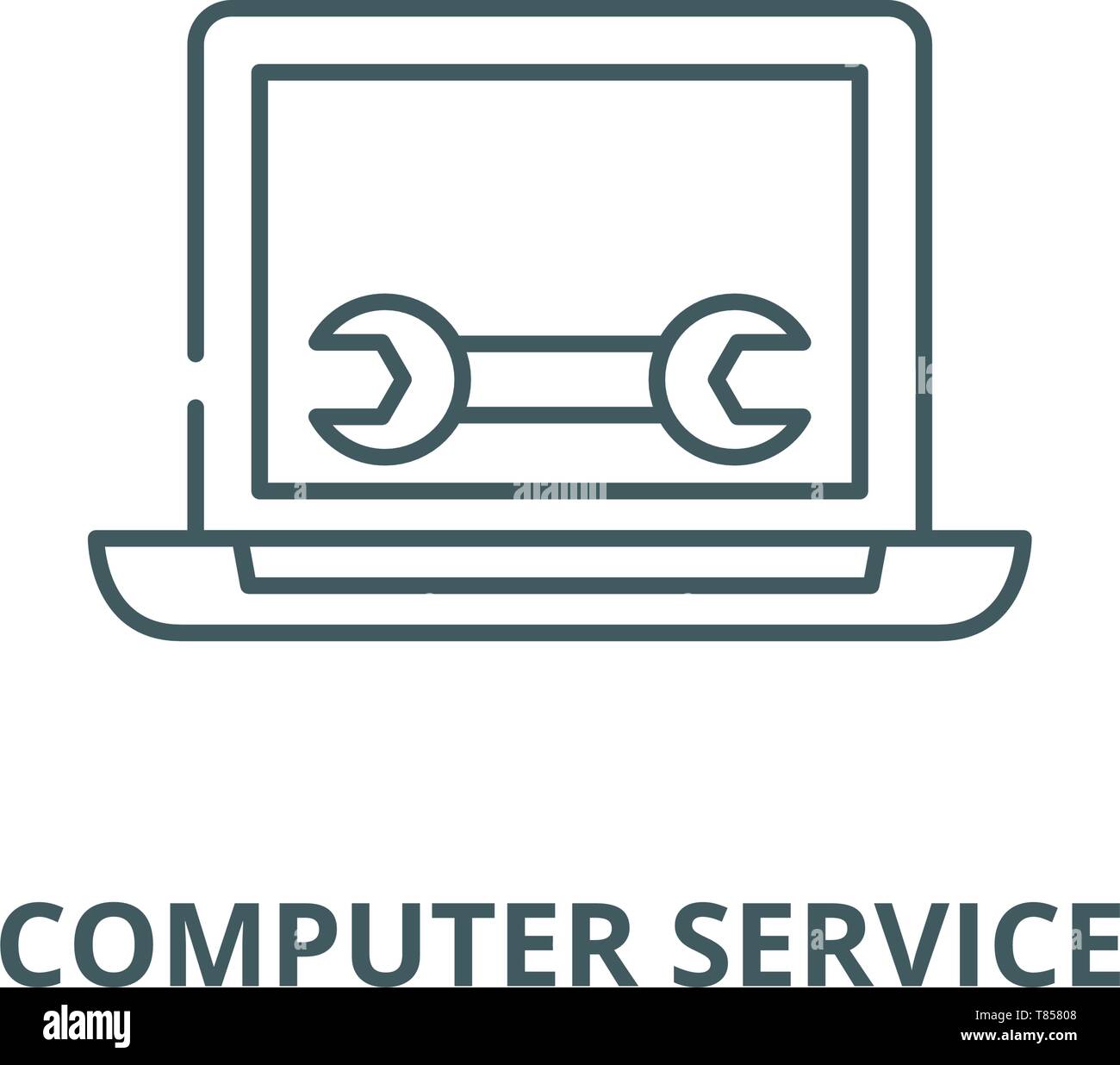 Computer service vector line icon, linear concept, outline sign, symbol ...