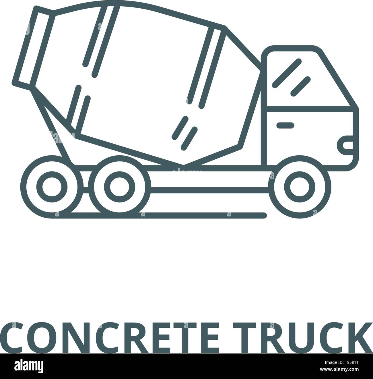 Concrete truck vector line icon, linear concept, outline sign, symbol ...