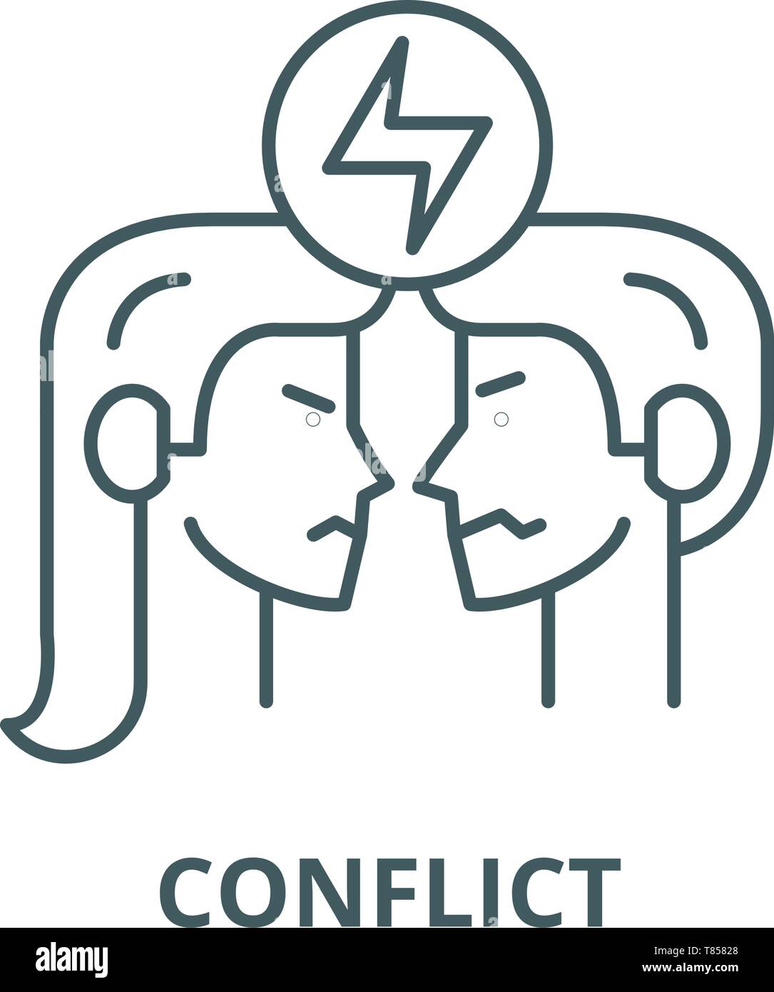 Conflict vector line icon, linear concept, outline sign, symbol Stock ...
