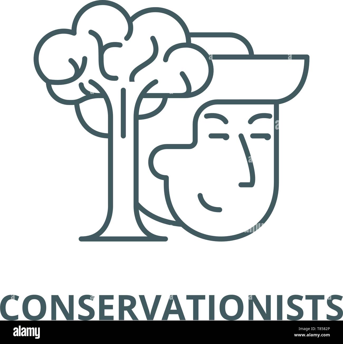 Conservationists vector line icon, linear concept, outline sign, symbol ...