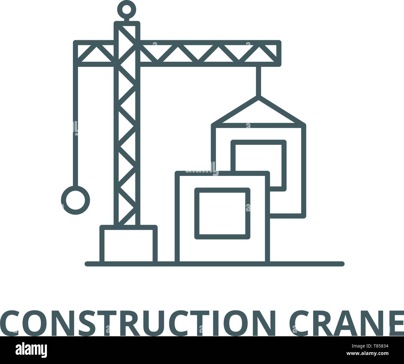 Construction crane vector line icon, linear concept, outline sign ...