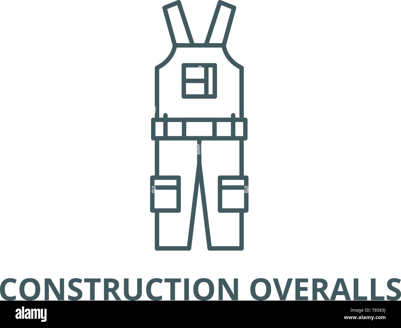 Construction overalls vector line icon, linear concept, outline sign ...