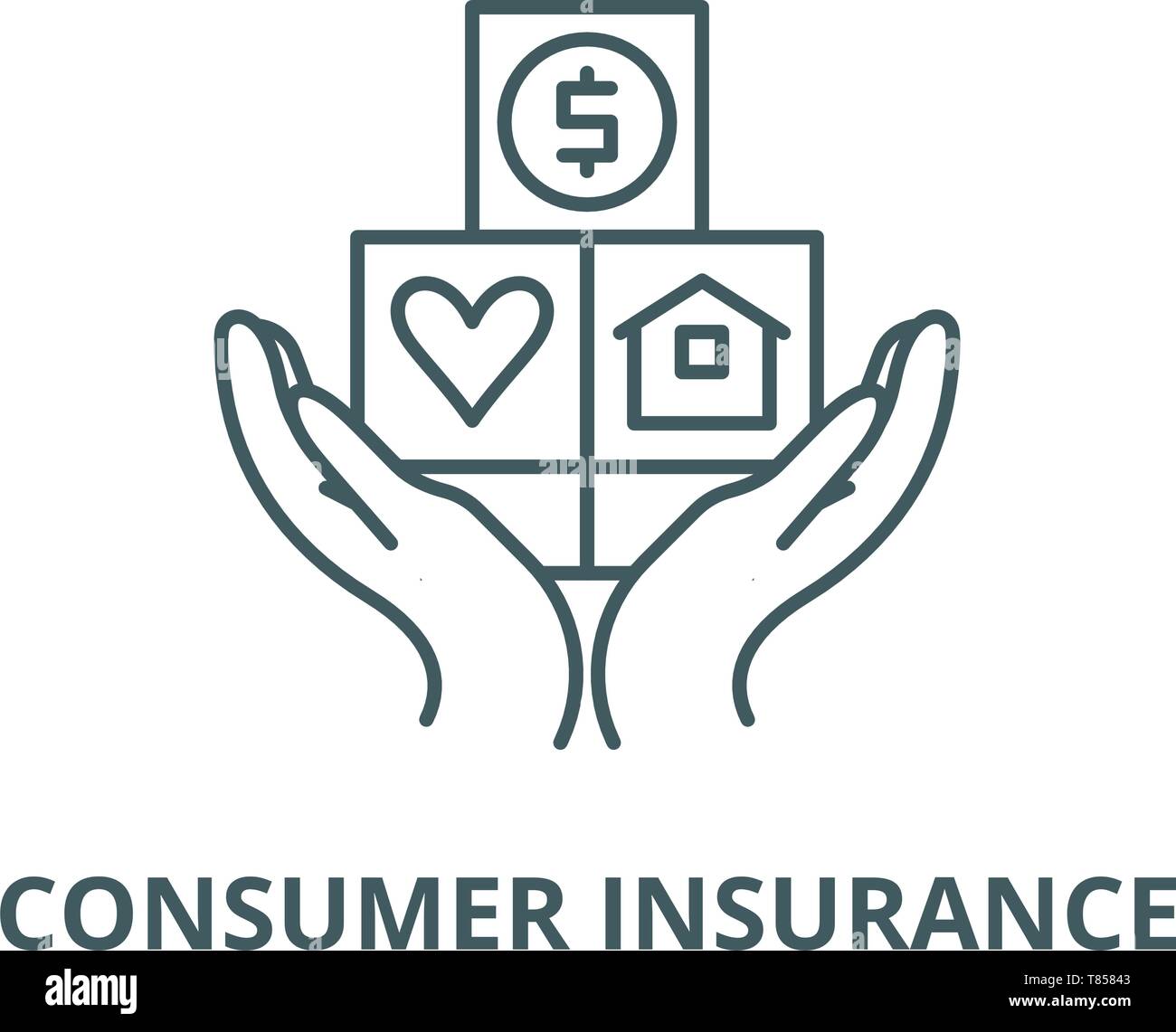 Consumer insurance vector line icon, linear concept, outline sign ...