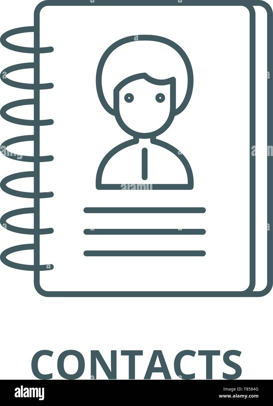 Contacts vector line icon, linear concept, outline sign, symbol Stock ...