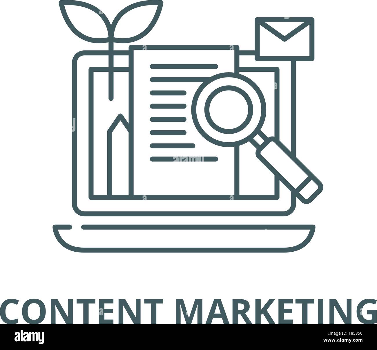 Content marketing vector line icon, linear concept, outline sign ...