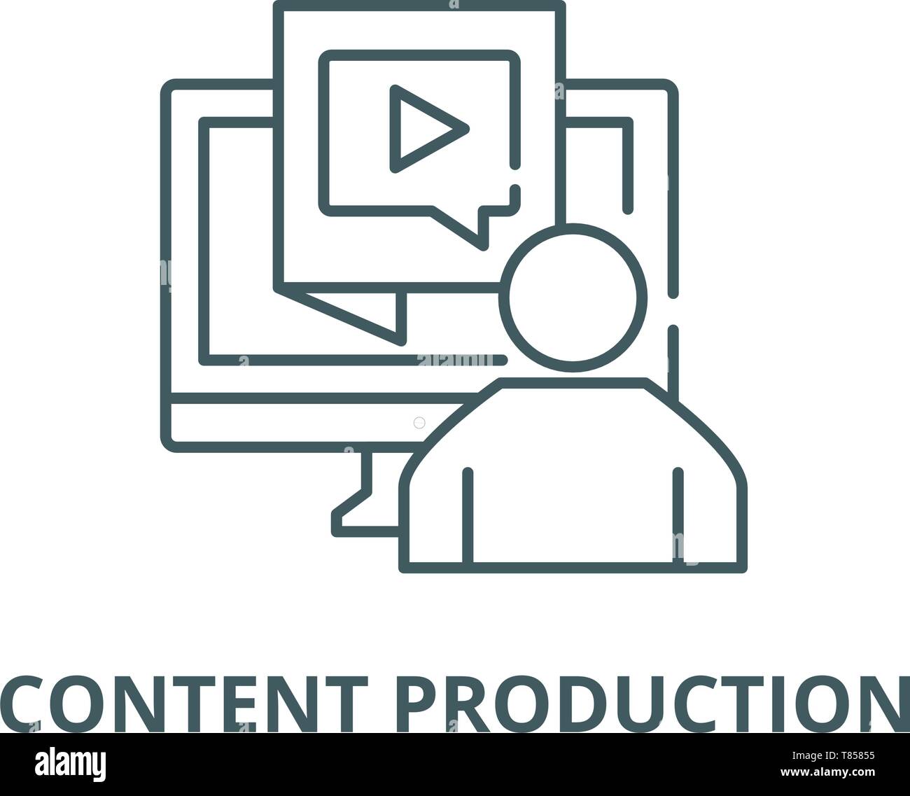 Content production vector line icon, linear concept, outline sign ...