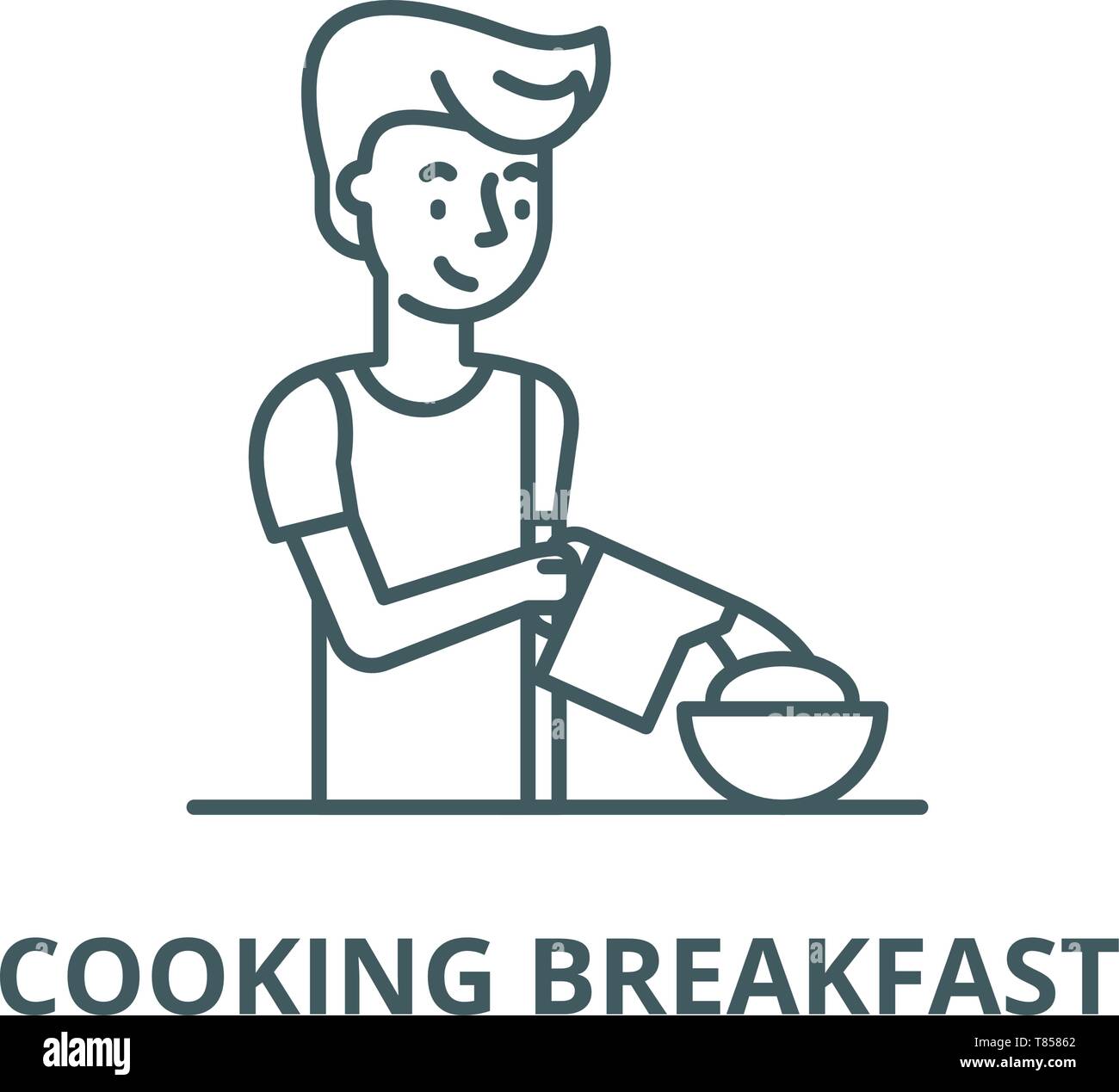 Cooking breakfast vector line icon, linear concept, outline sign ...