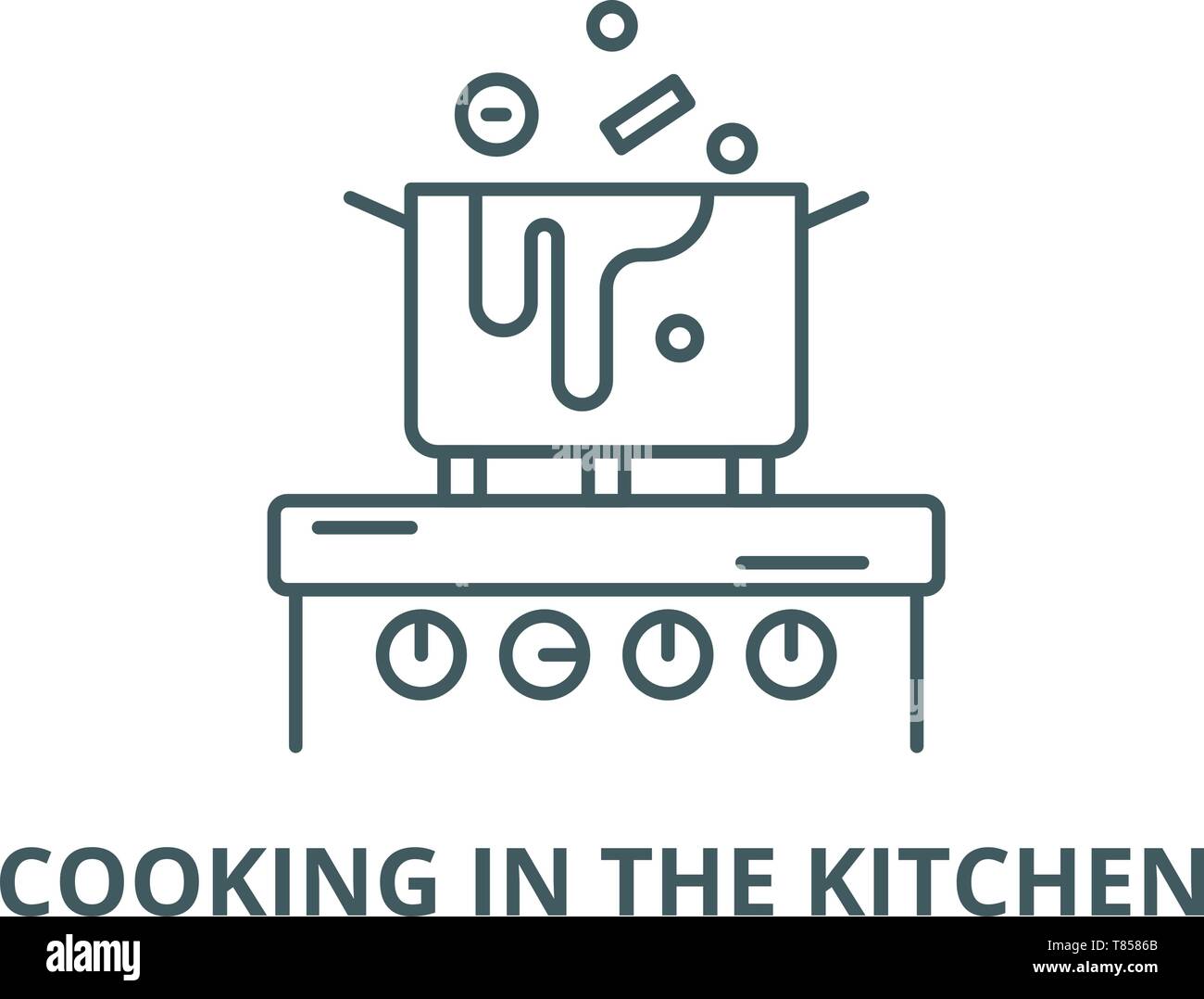 Cooking in the kitchen vector line icon, linear concept, outline sign ...