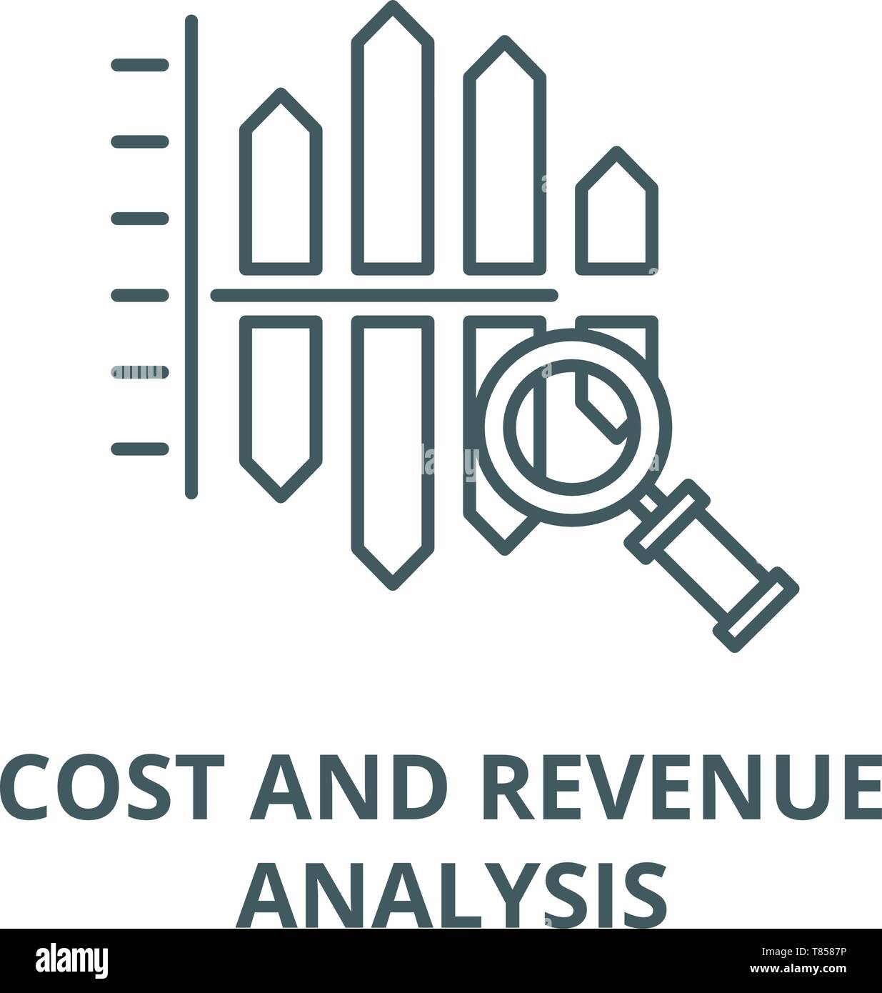 Cost and revenue analysis vector line icon, linear concept, outline ...