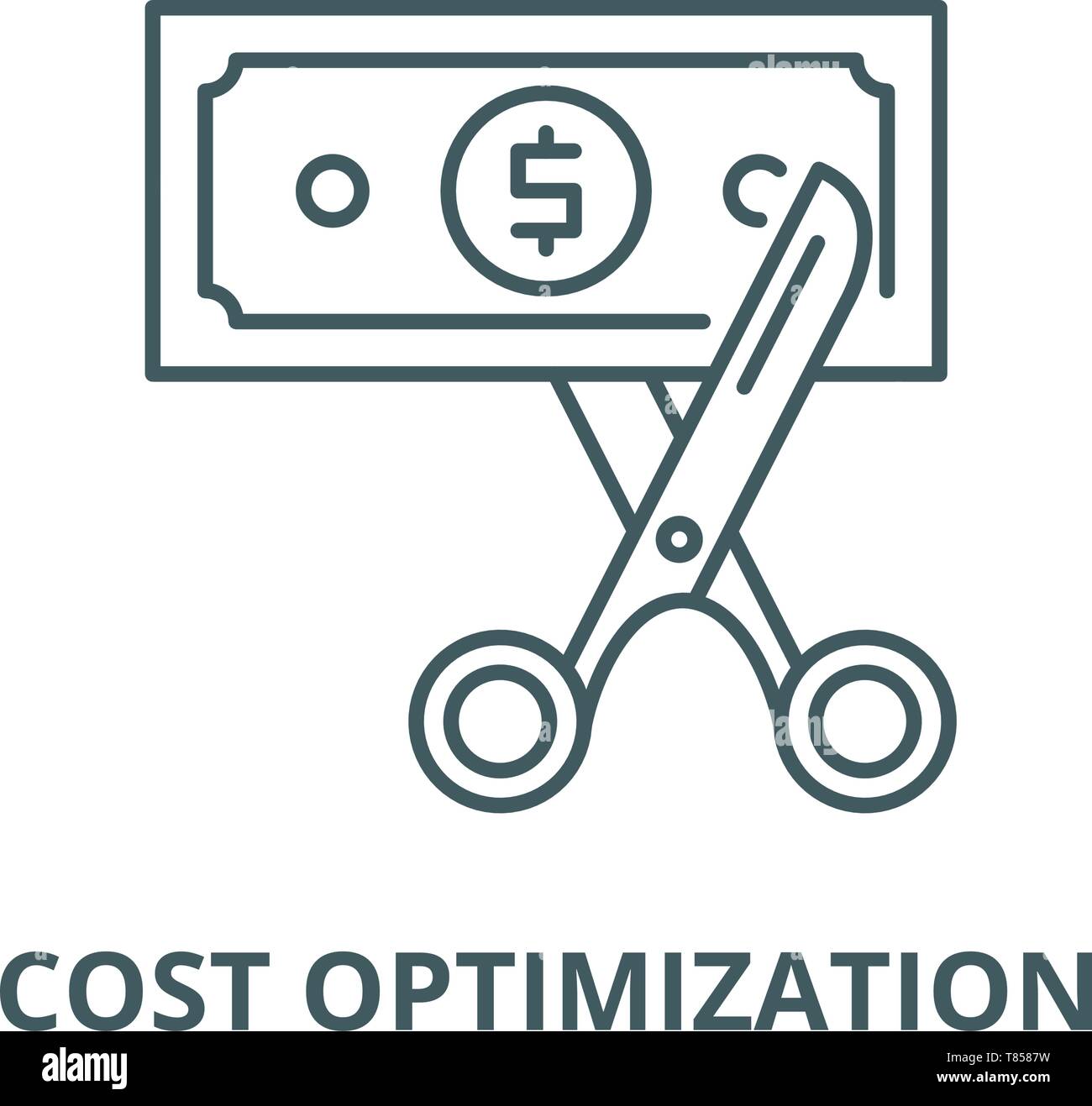 Cost optimization vector line icon, linear concept, outline sign ...