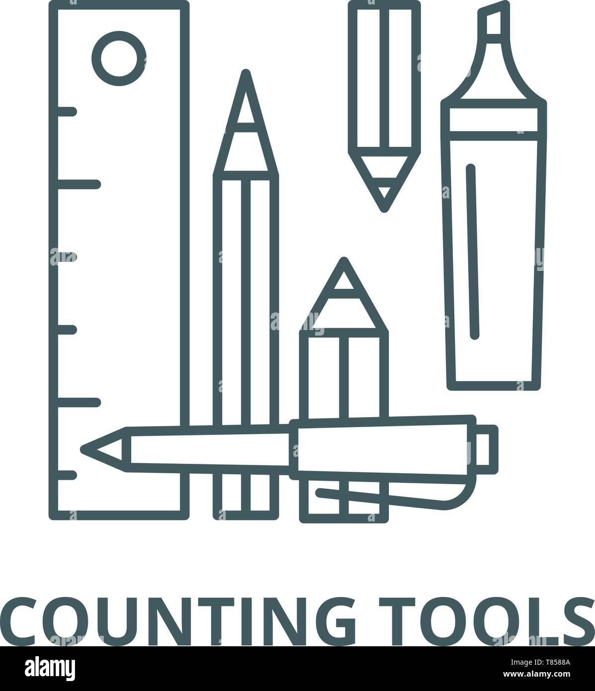 Counting tools vector line icon, linear concept, outline sign, symbol ...