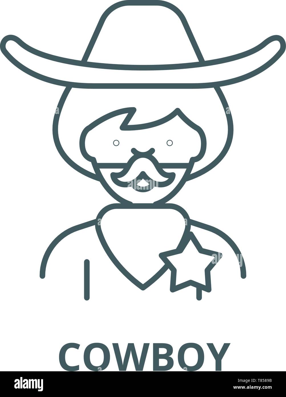 Cowboy vector line icon, linear concept, outline sign, symbol Stock ...