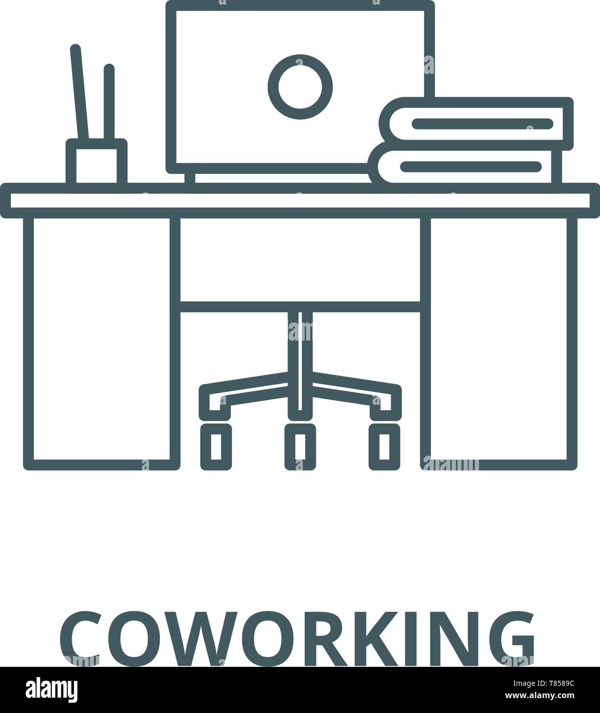 Coworking vector line icon, linear concept, outline sign, symbol Stock ...