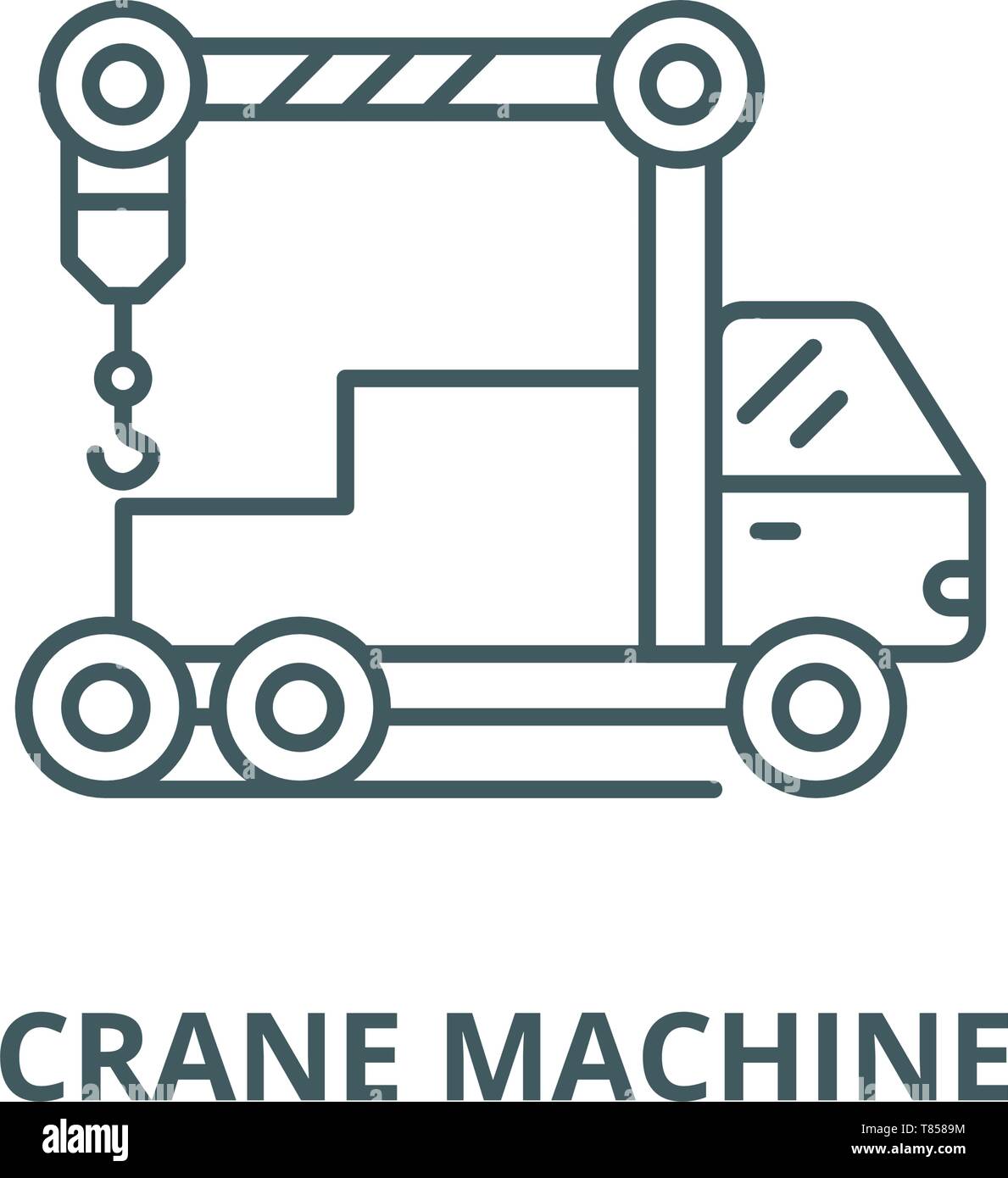 Crane machine vector line icon, linear concept, outline sign, symbol ...