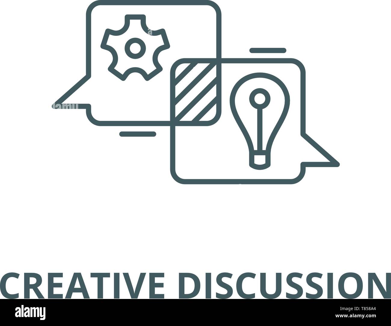 Creative discussion vector line icon, linear concept, outline sign ...