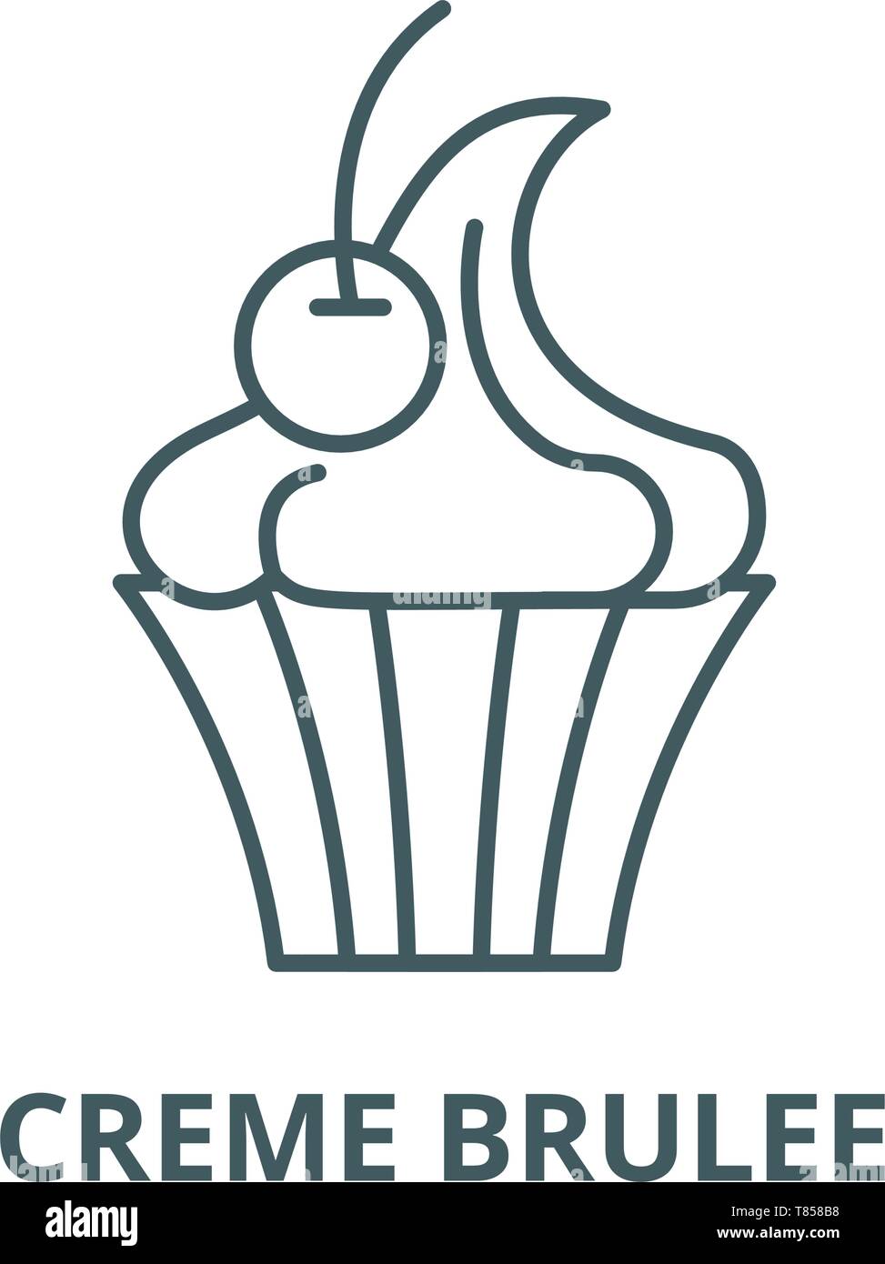 Creme brulee vector line icon, linear concept, outline sign, symbol ...