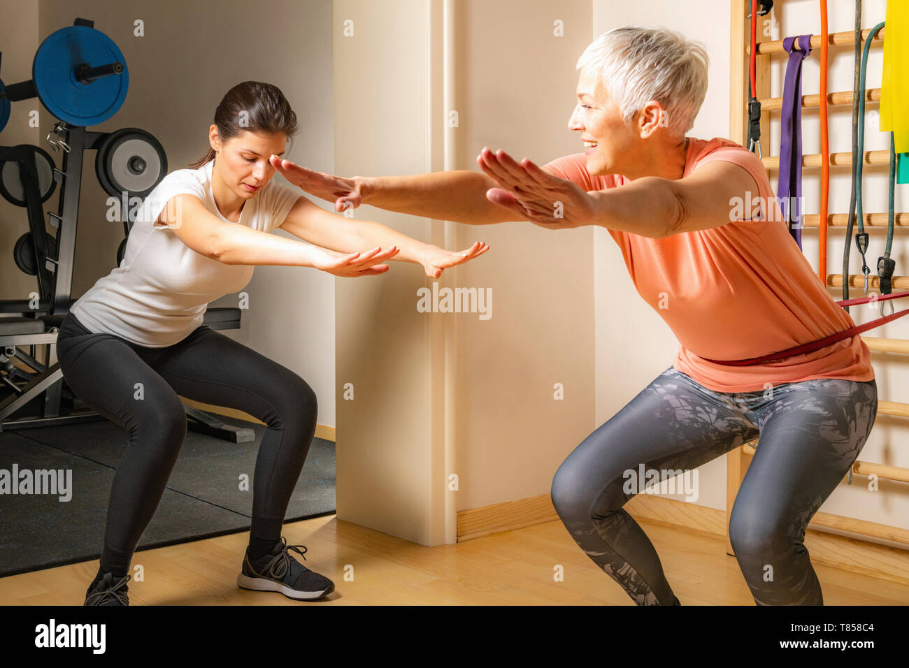 Mature woman squat exercise hi-res stock photography and images - Alamy