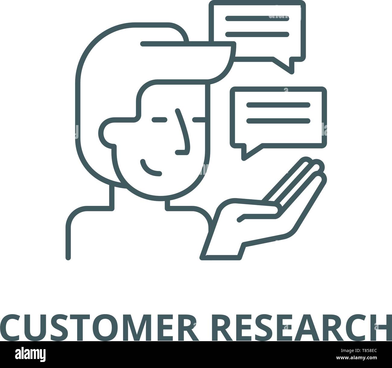 Customer research vector line icon, linear concept, outline sign ...