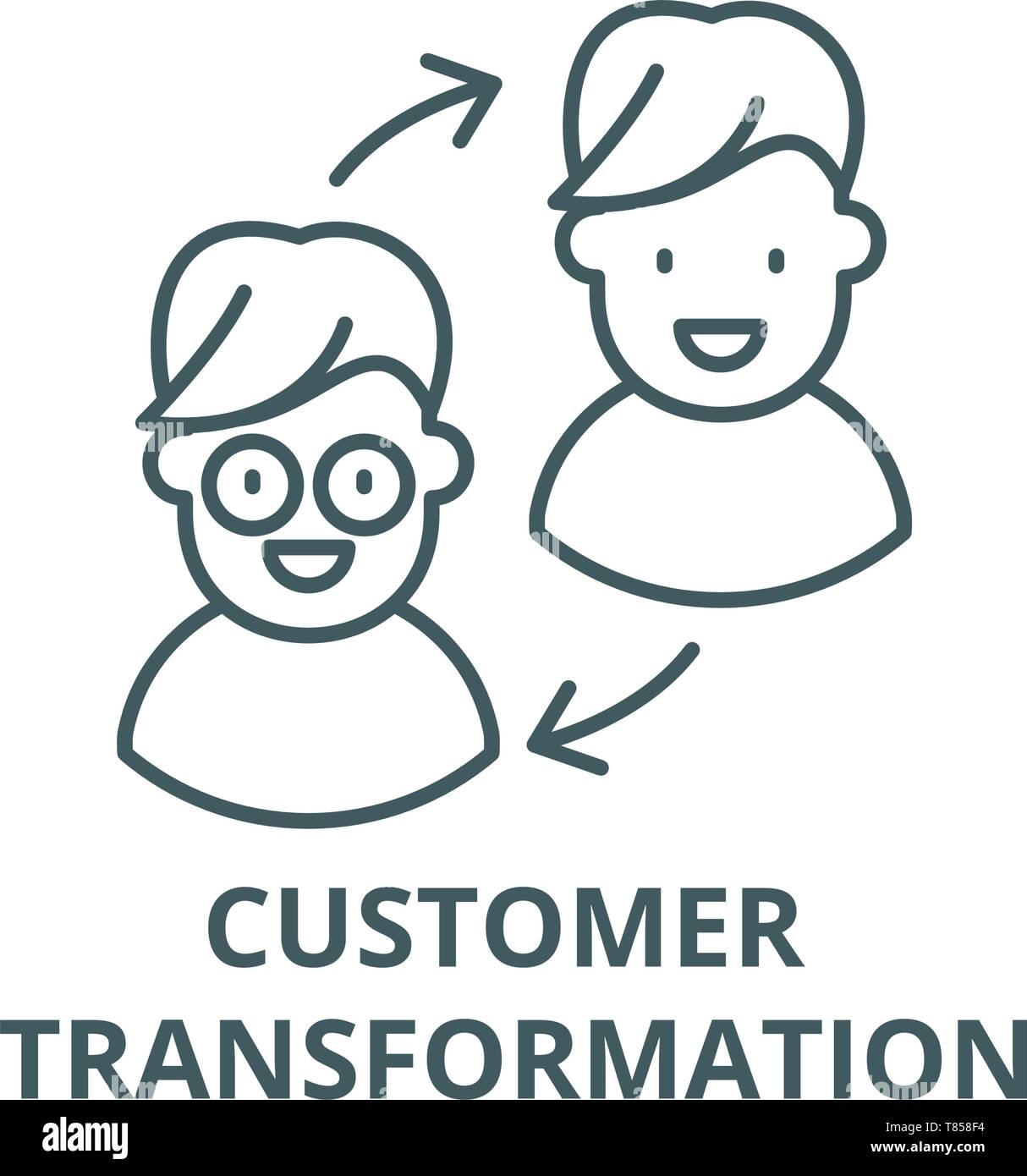 Customer transformation vector line icon, linear concept, outline sign ...
