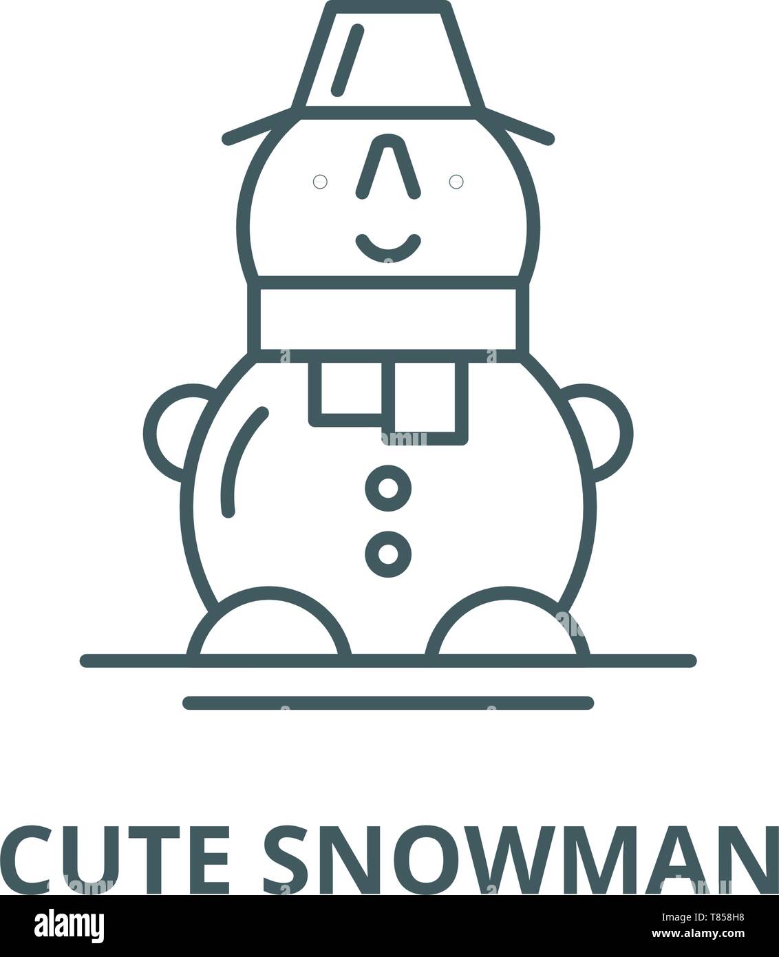 Cute snowman vector line icon, linear concept, outline sign, symbol ...