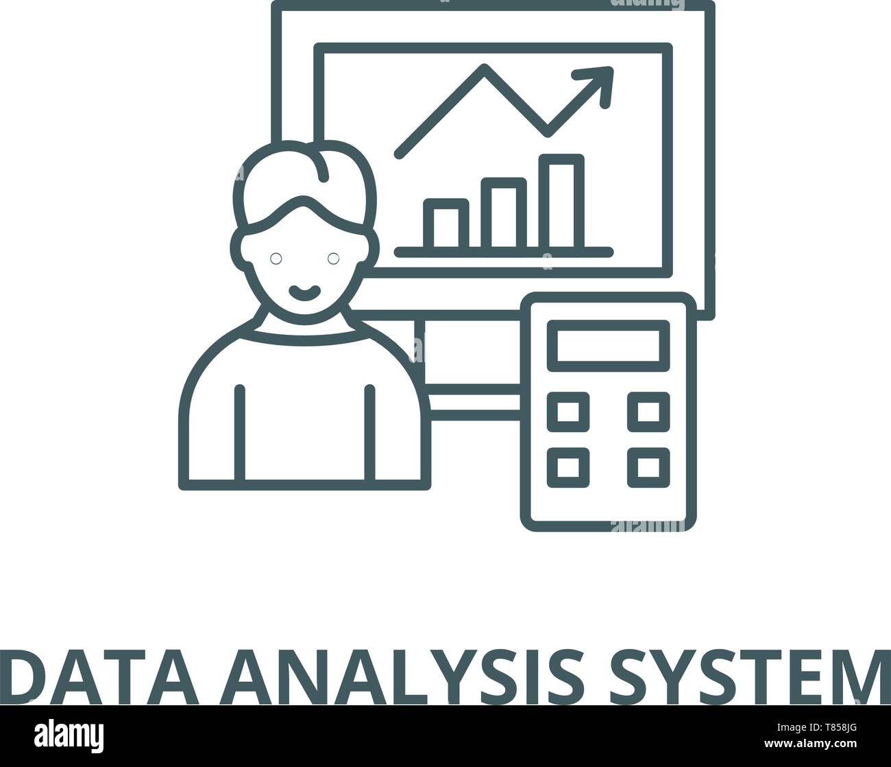 Data analysis system vector line icon, linear concept, outline sign ...