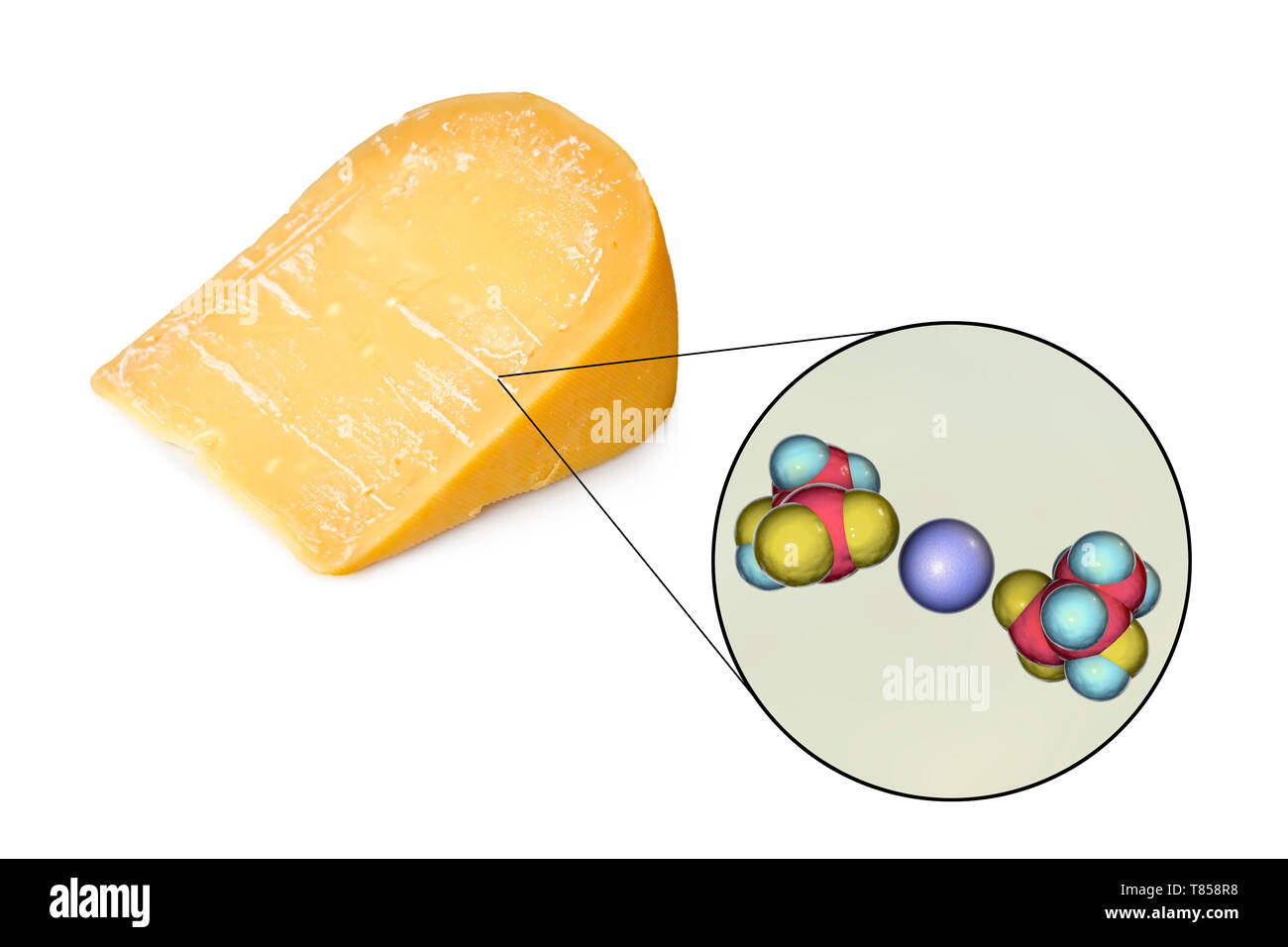 Calcium lactate crystals on cheese, composite image Stock Photo - Alamy