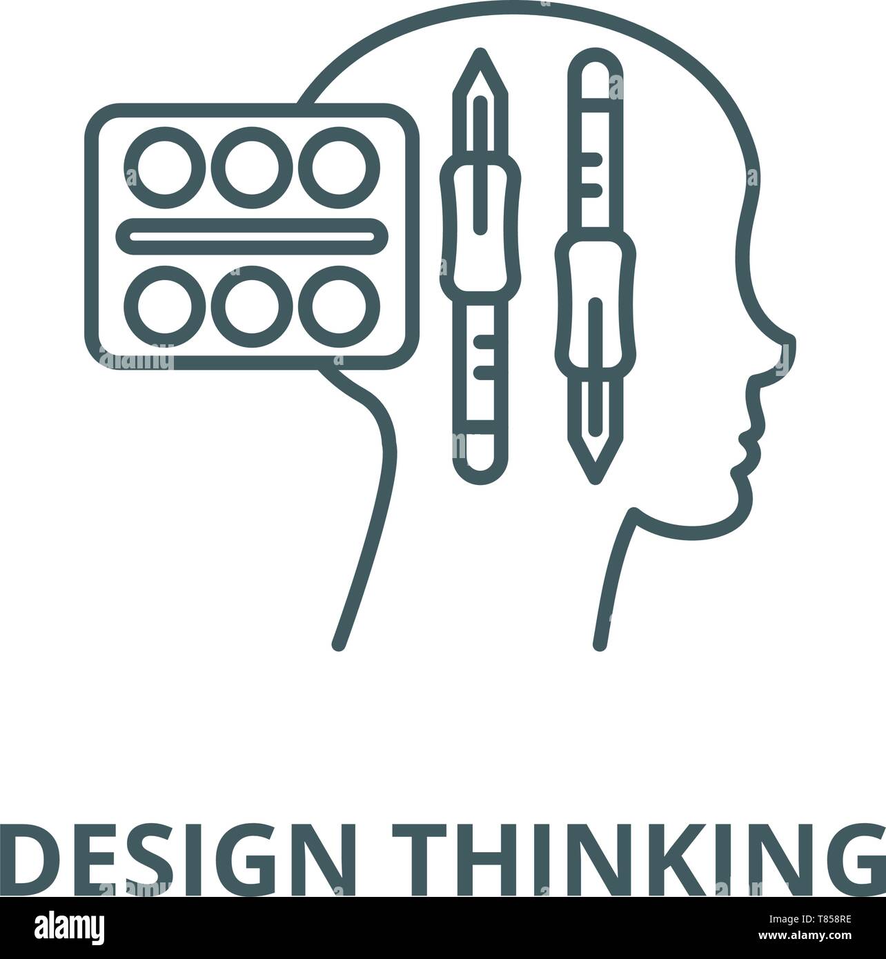 Design thinking vector line icon, linear concept, outline sign, symbol ...