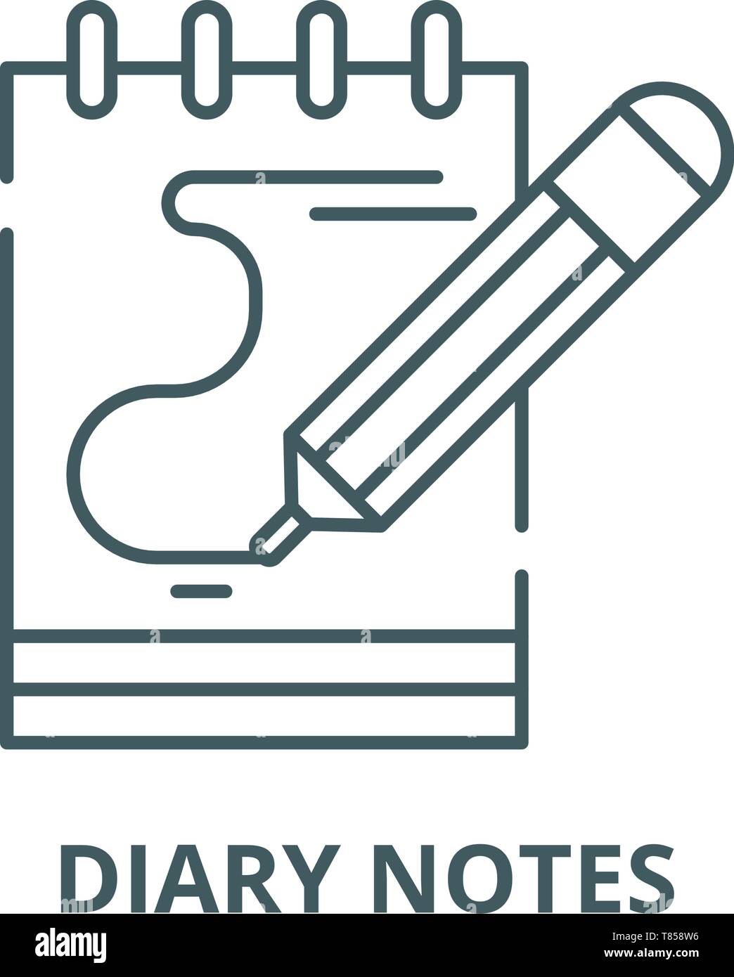 Diary notes vector line icon, linear concept, outline sign, symbol ...