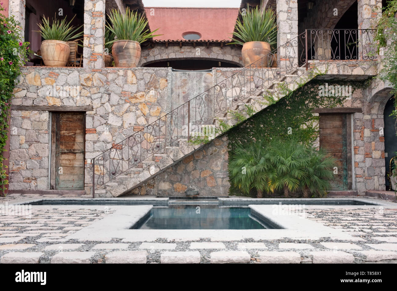 Pool and Steps to the Casa Luna Ranch Stock Photo - Alamy