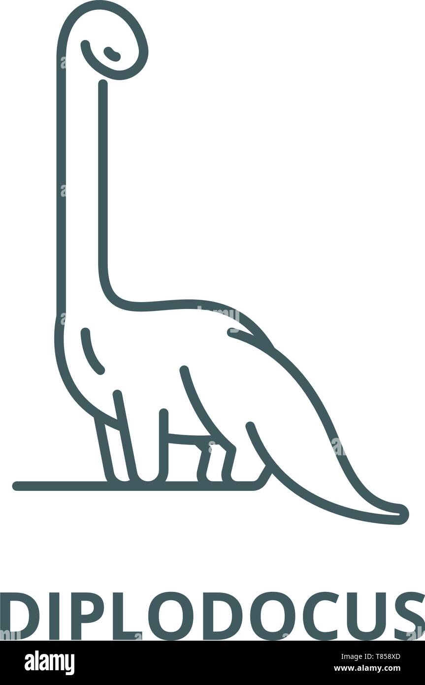 Diplodocus vector line icon, linear concept, outline sign, symbol Stock ...